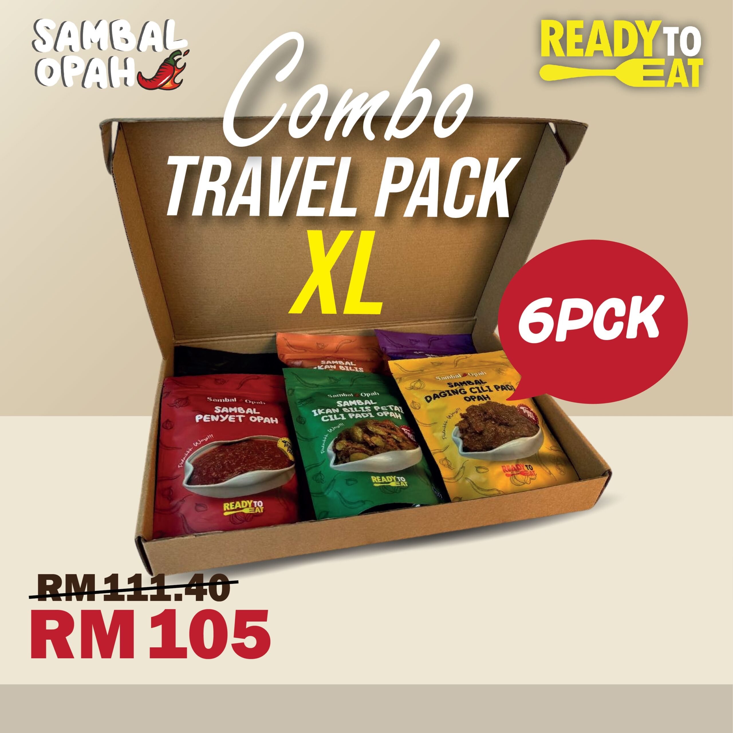 Combo Travel Pack XL (6Pack) - Sambal Opah